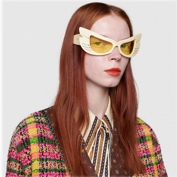 Gucci | Accessories | New Gucci Hollywood Forever 70 Ivory Yellow Wing ...